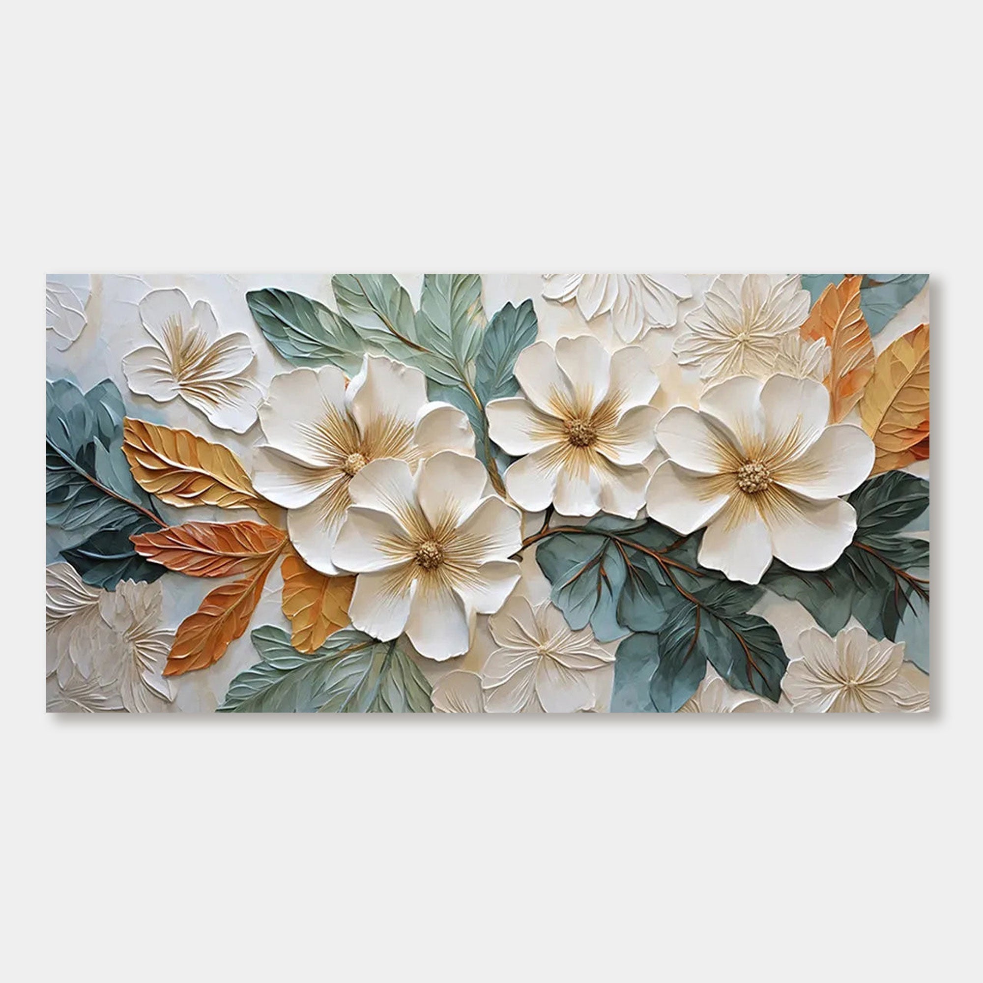 3d Textured Floral Wall Art White Flower Painting On Canvas Lumi