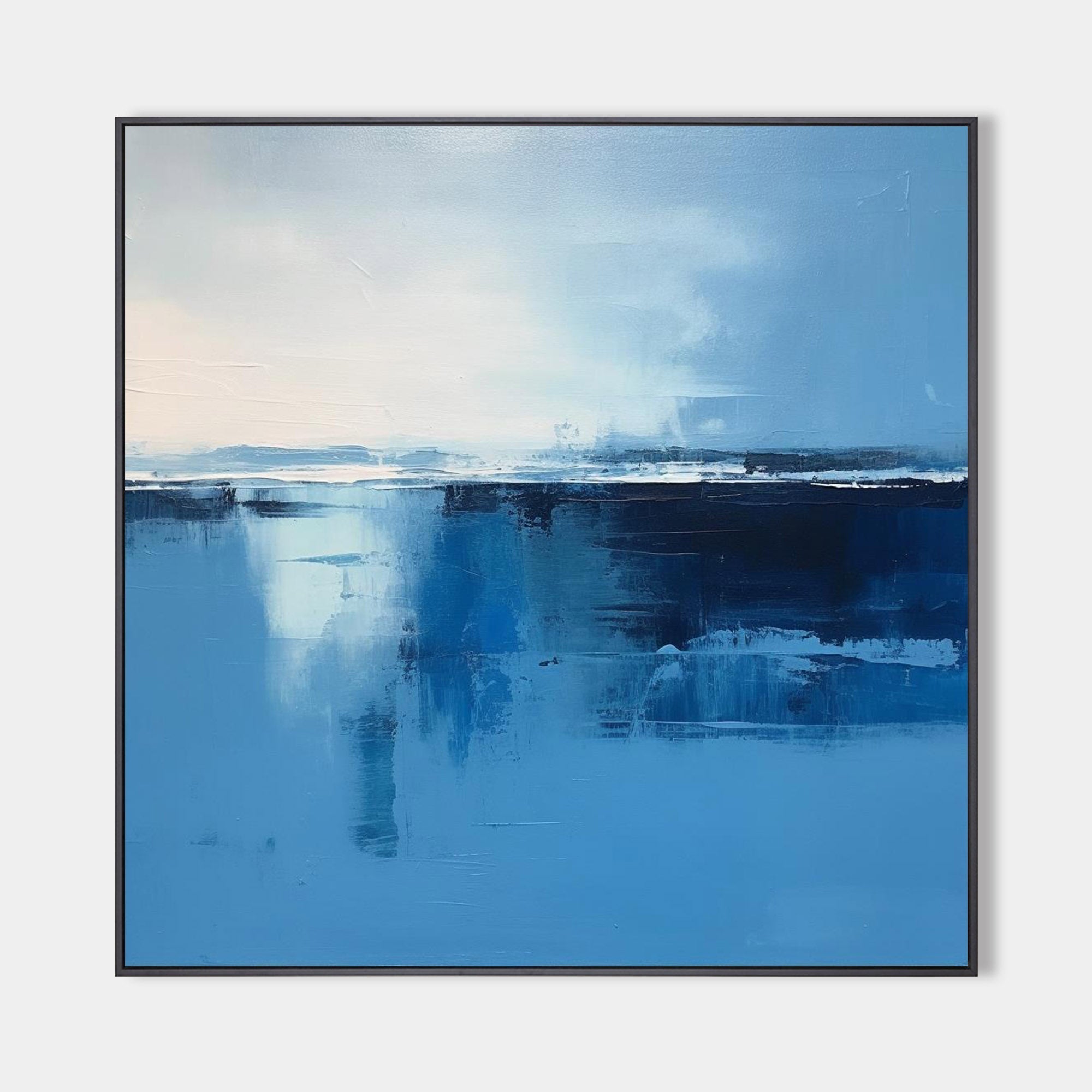 Handmade Ocean Wall Art – Abstract Blue & Cream Seascape Painting ...